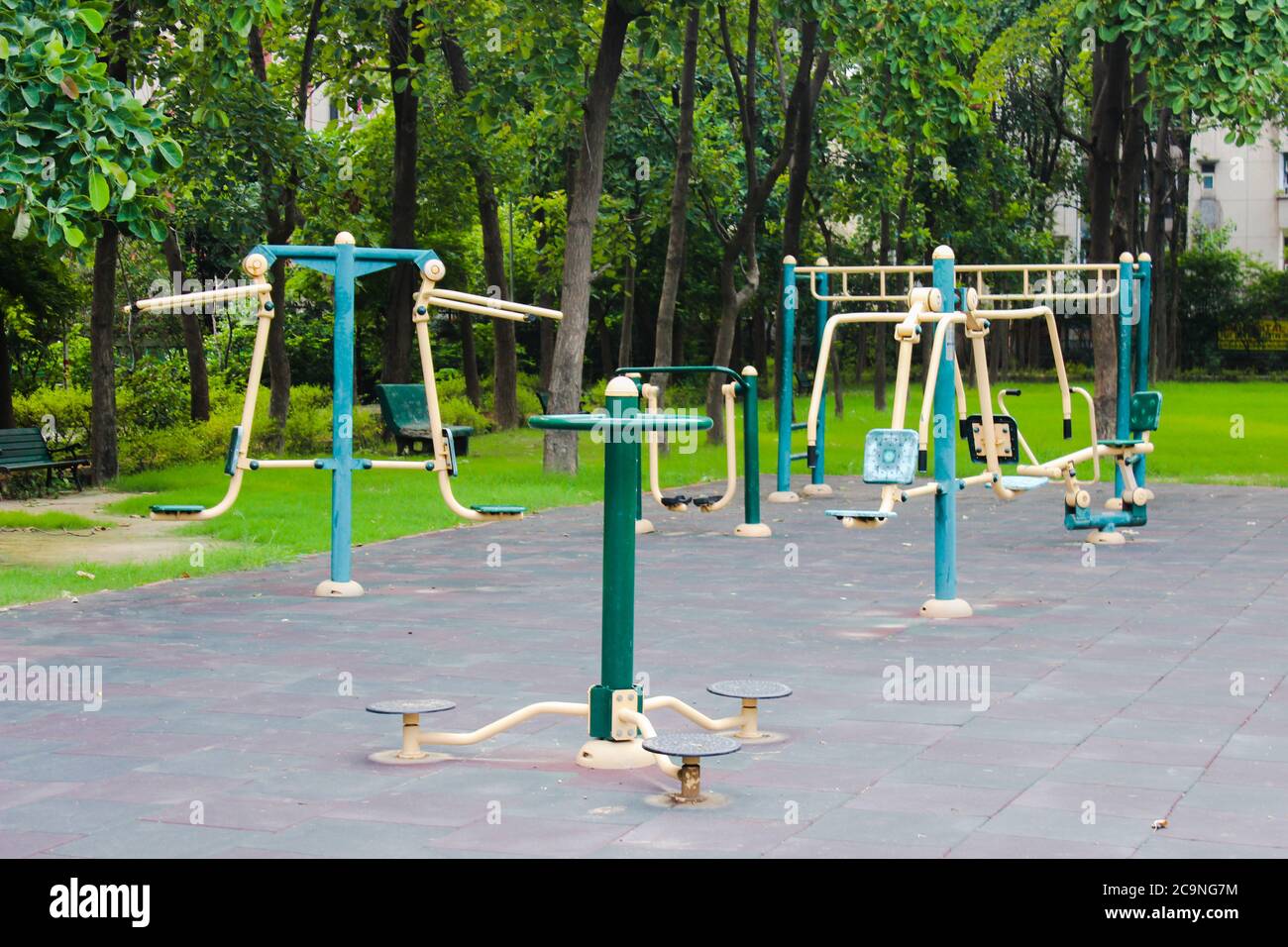 A picture of open gym in garden Stock Photo - Alamy