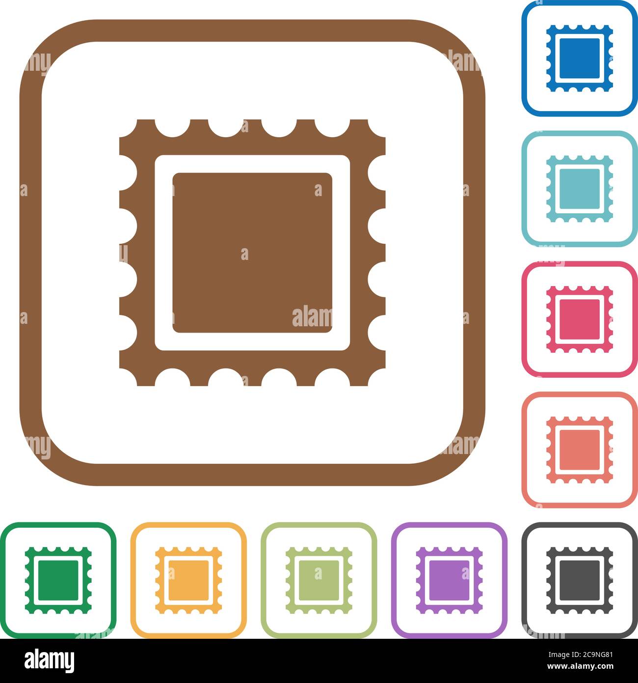 Stamp simple icons in color rounded square frames on white background Stock Vector Image & Art ...