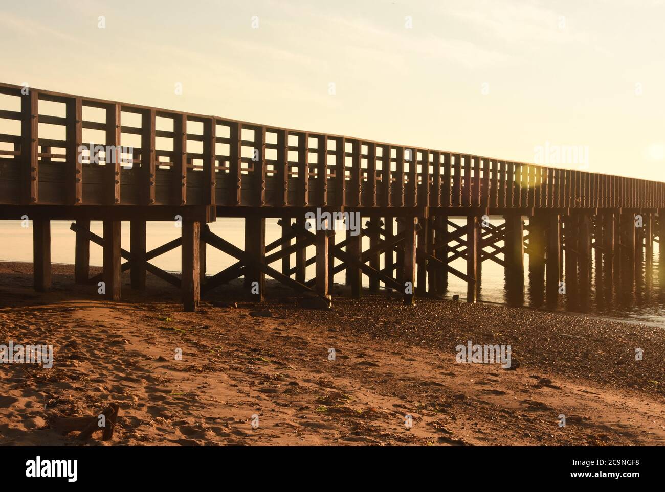 Beautiful sun shining on Powder Point bridge on Duxbury Bay Stock Photo ...