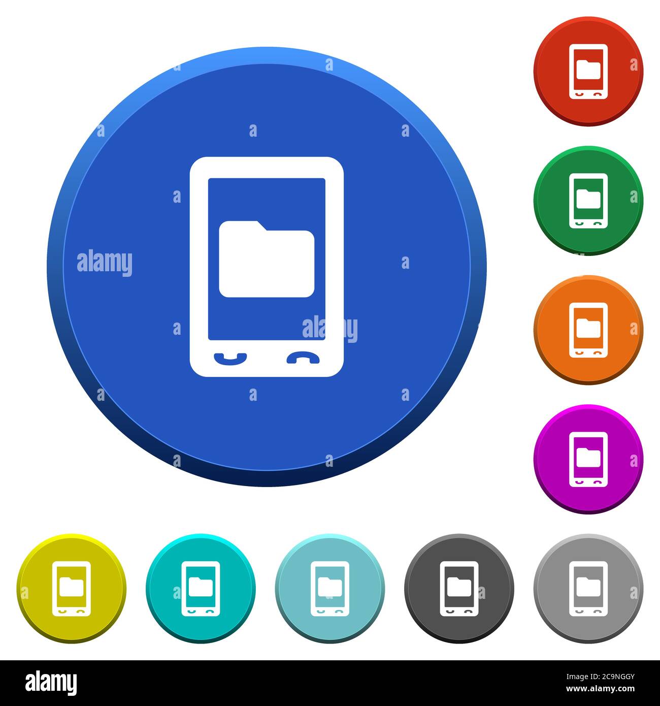 Mobile data storage round color beveled buttons with smooth surfaces ...