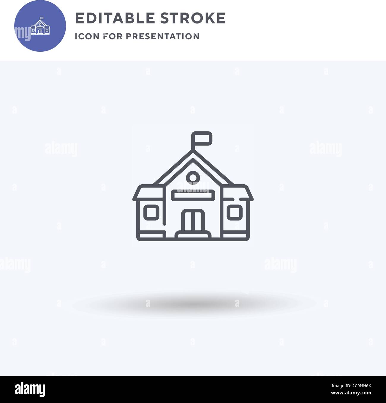 School icon vector, filled flat sign, solid pictogram isolated on white ...