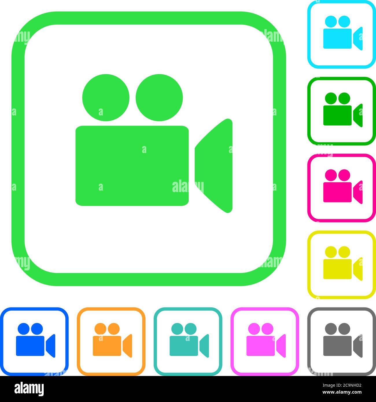 Video camera vivid colored flat icons in curved borders on white ...