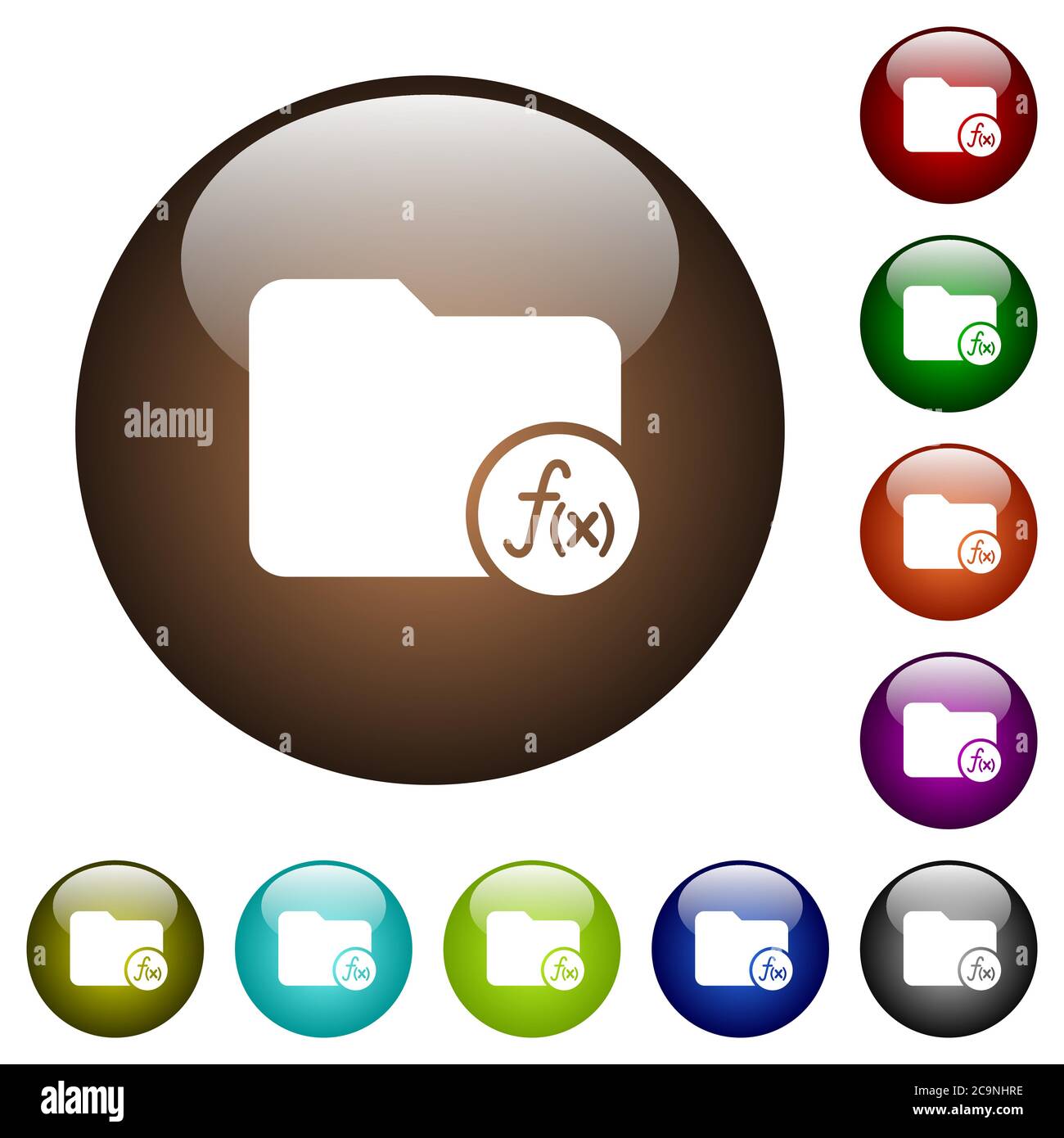 Directory functions white icons on round color glass buttons Stock ...