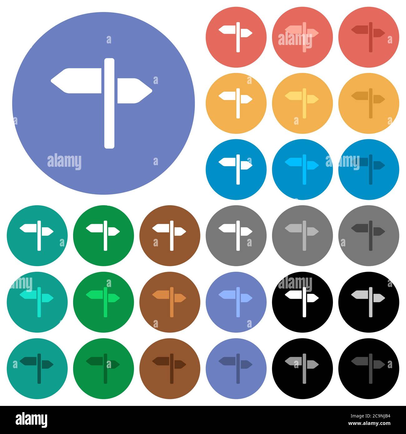 Signpost multi colored flat icons on round backgrounds. Included white, light and dark icon ...
