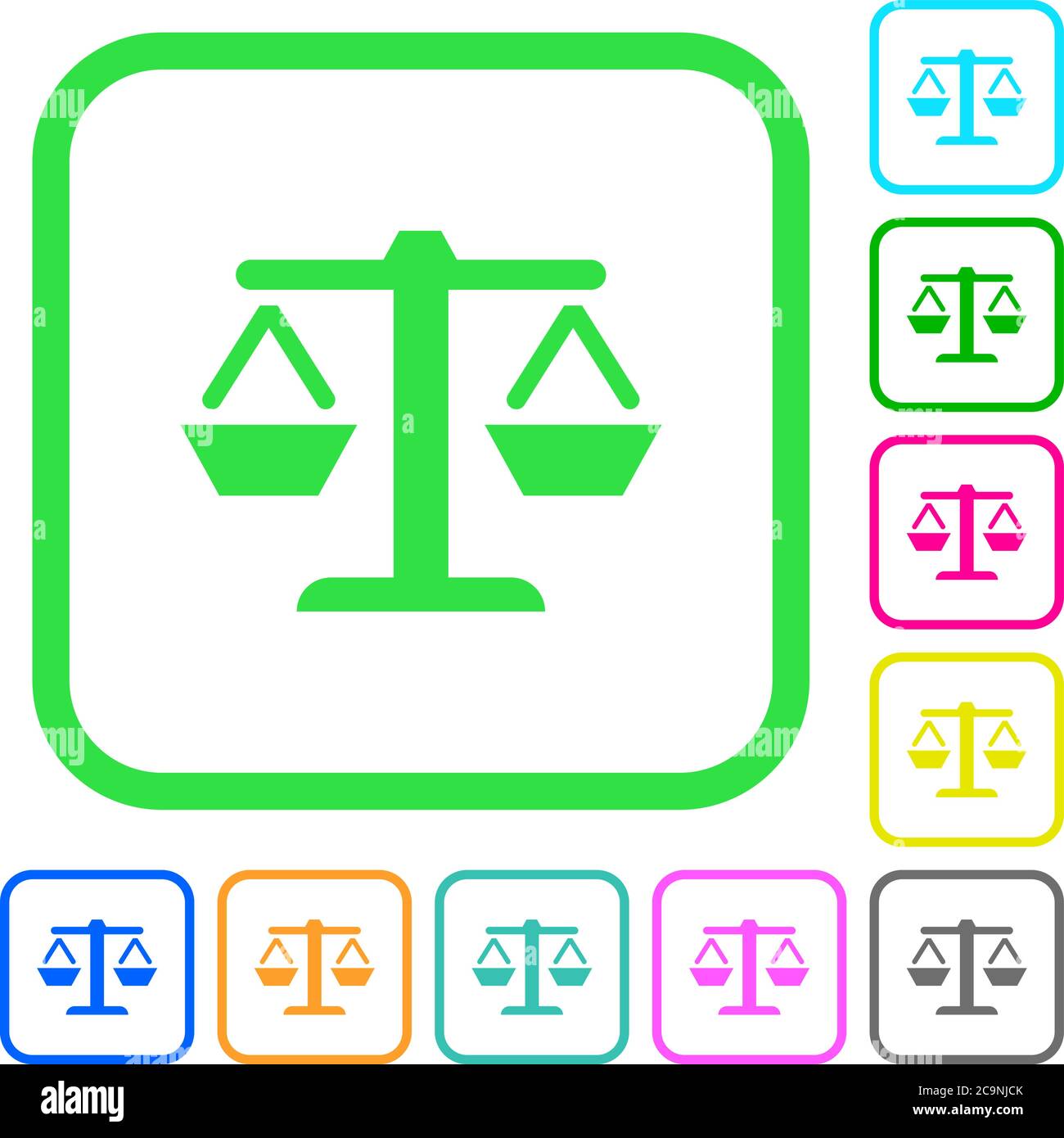 Weight balance vivid colored flat icons in curved borders on white ...