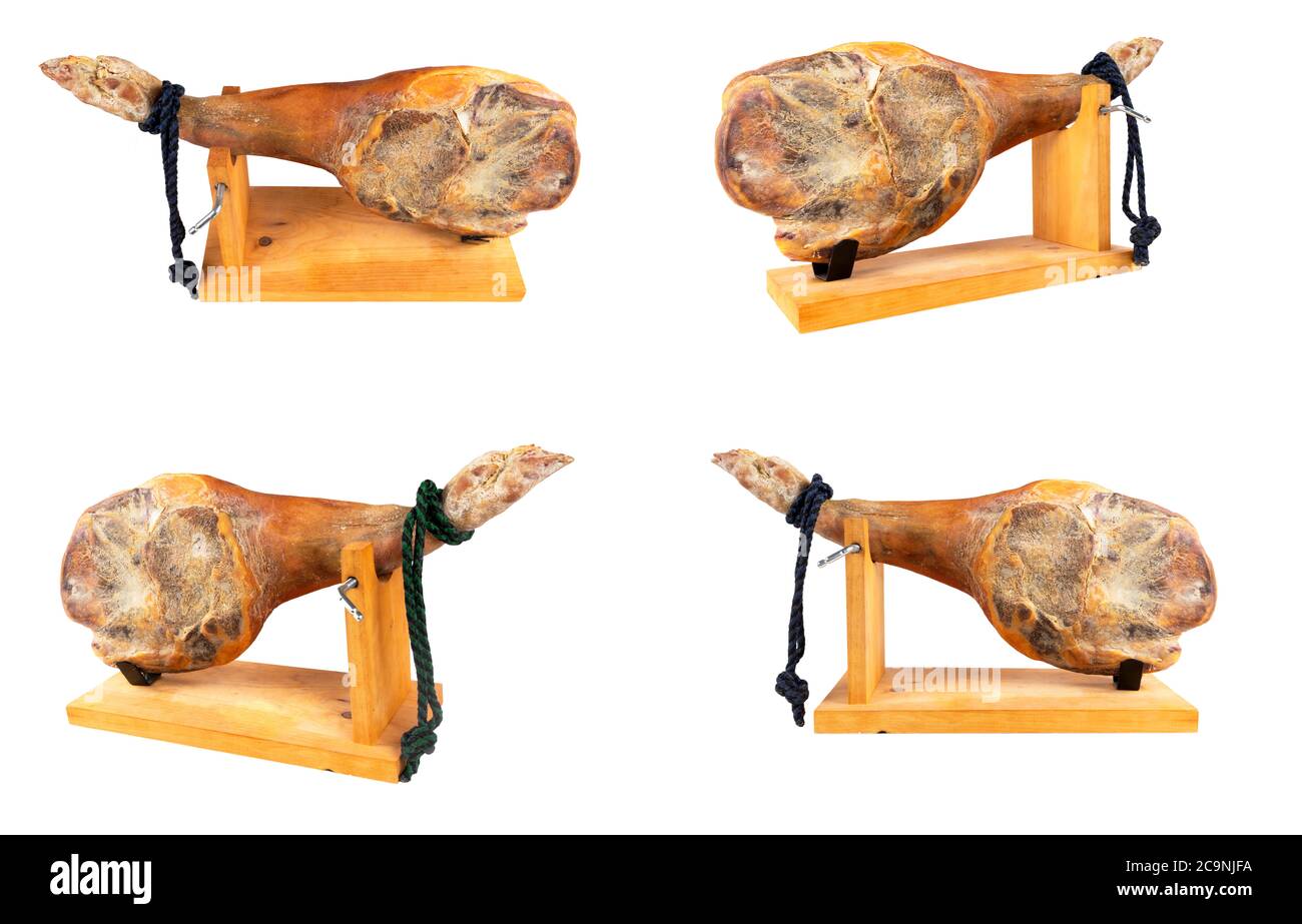 Set Jamon serrano. A Spanish ham isolated on white background ...