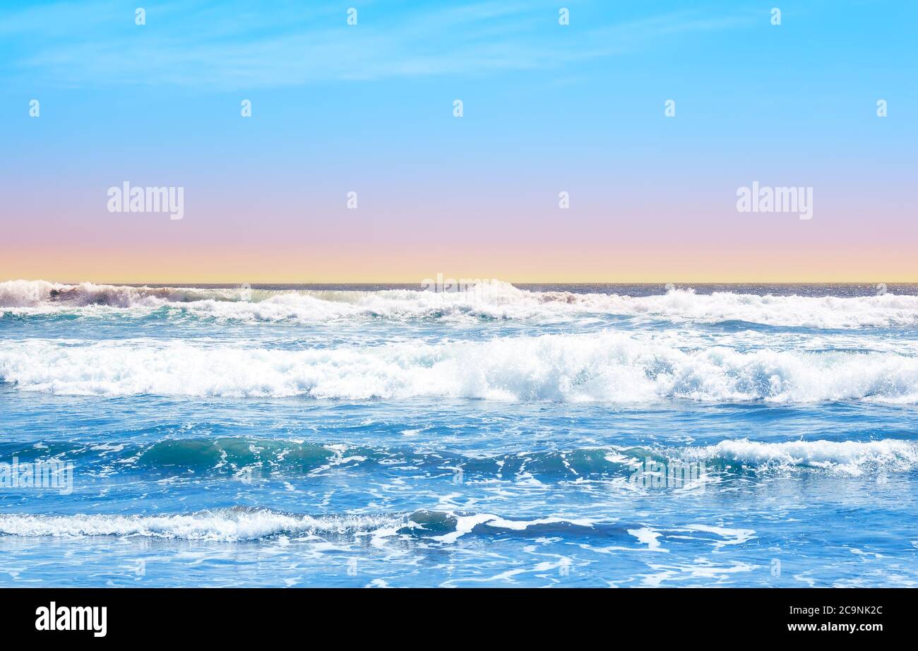 Beautiful waves of the pacific ocean in La Serena, Chile Stock Photo ...