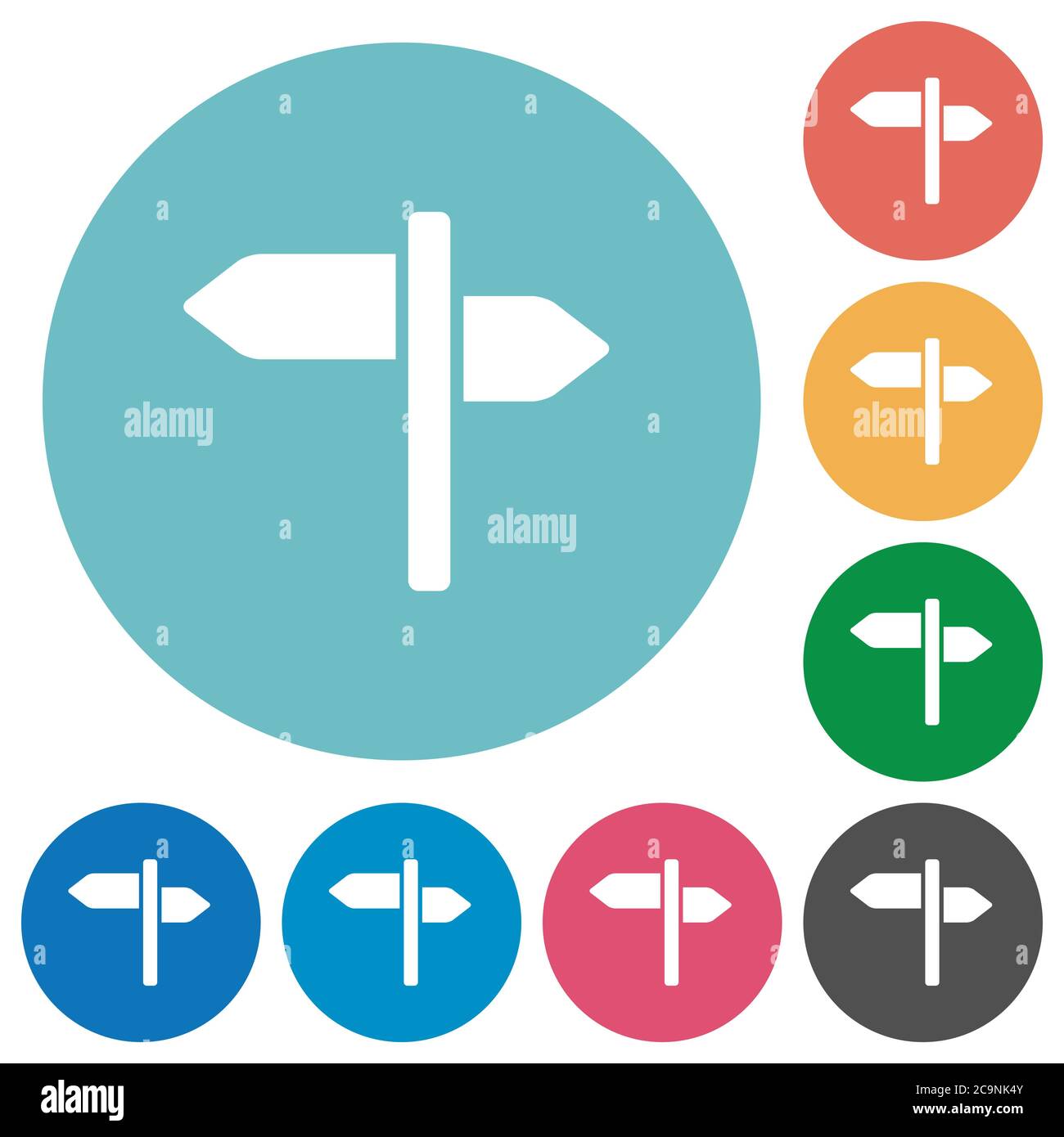 Signpost flat white icons on round color backgrounds Stock Vector Image ...