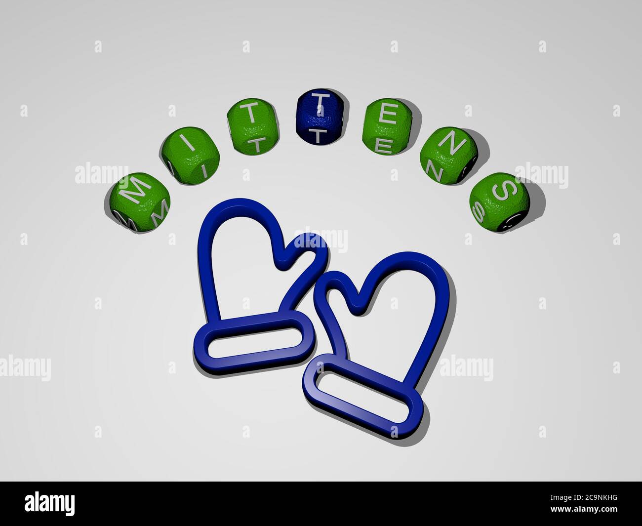 3D representation of MITTENS with icon on the wall and text arranged by ...
