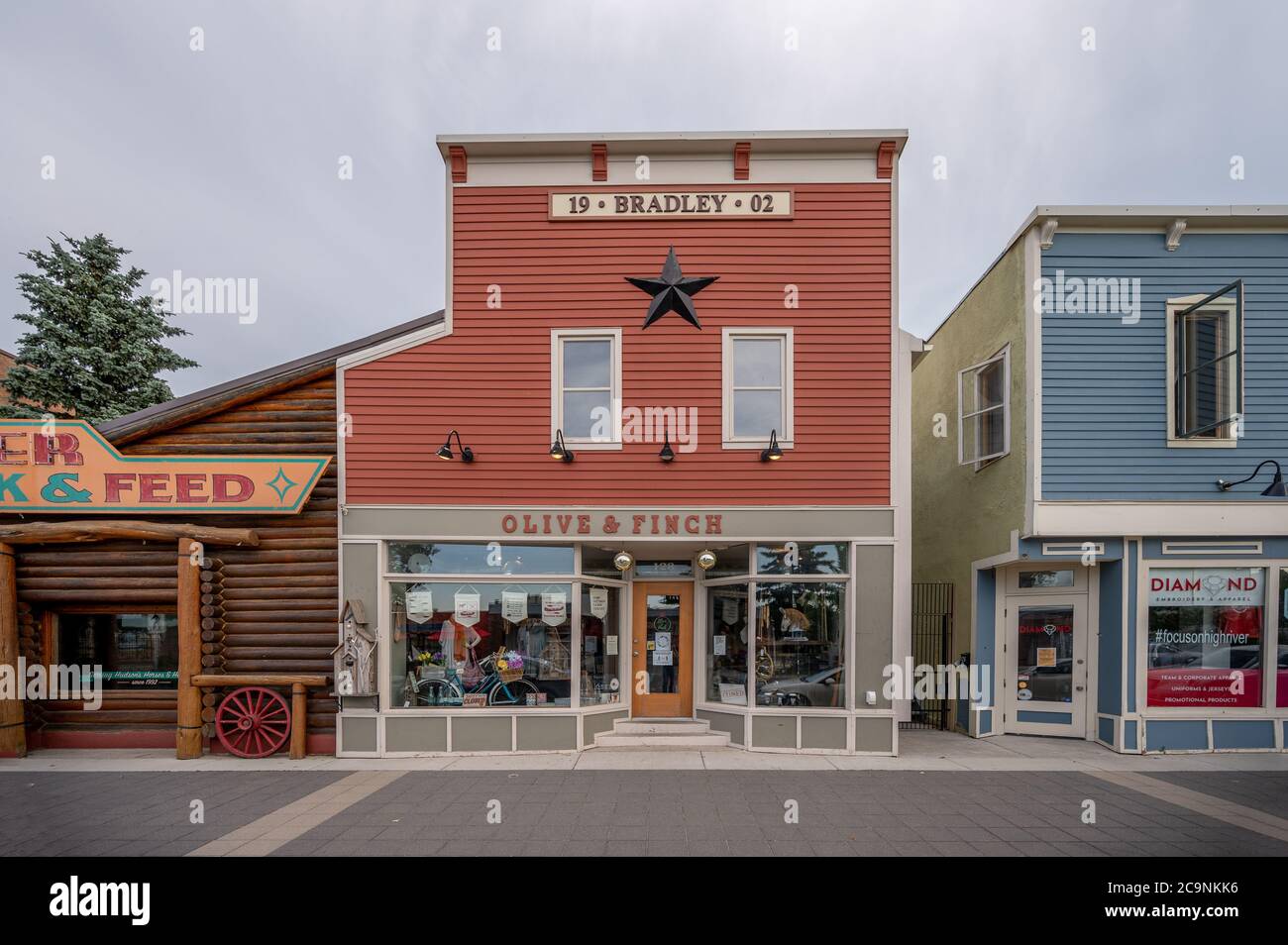 High River, Alberta - August 31, 2020: Businesses in the historic ...