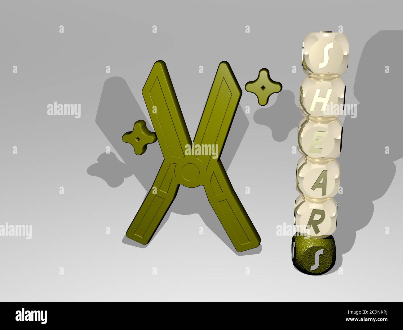 3D illustration of shears graphics and text around the icon made by ...
