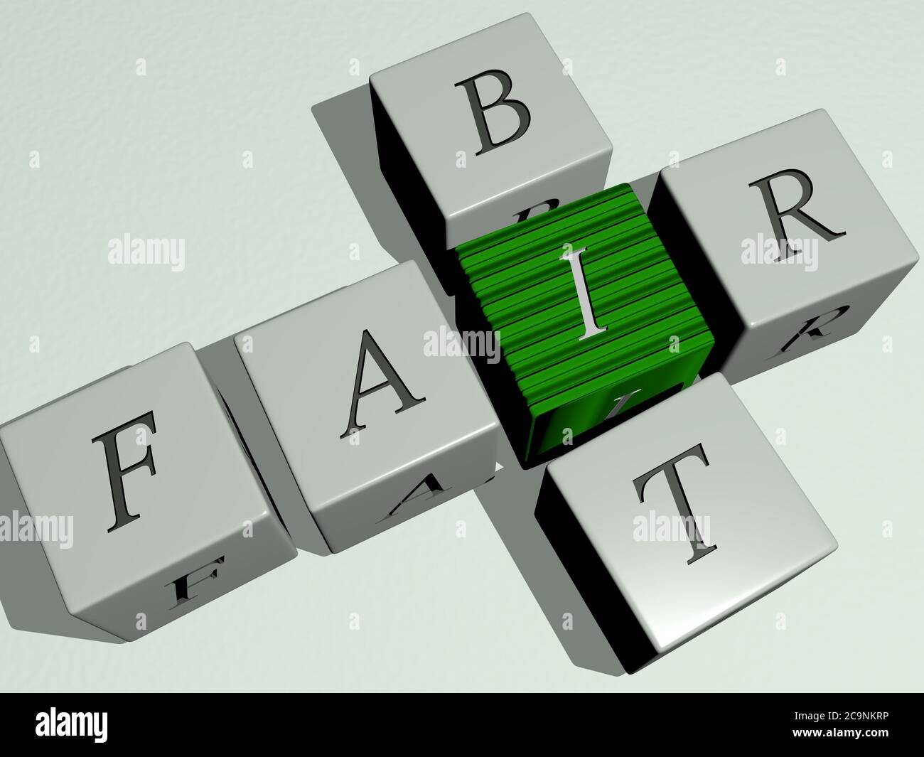 combination of FAIR BIT built by cubic letters from the top perspective ...