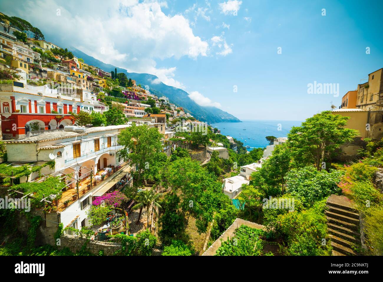 Panoramic view of beautiful Positano. Amalfi coast, Italy Stock Photo ...