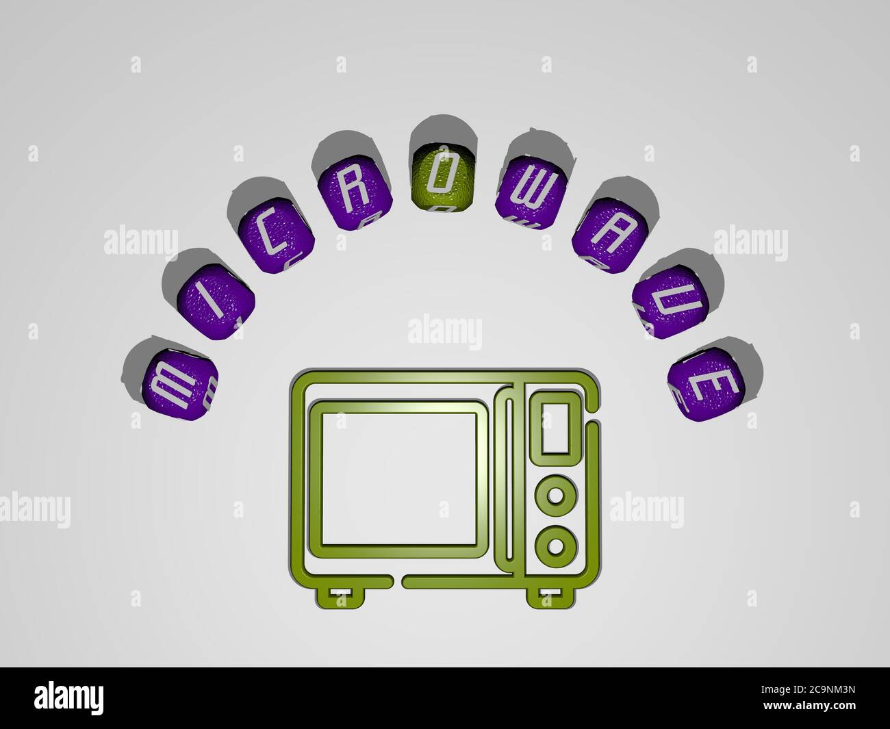 3D graphical image of MICROWAVE vertically along with text built around ...
