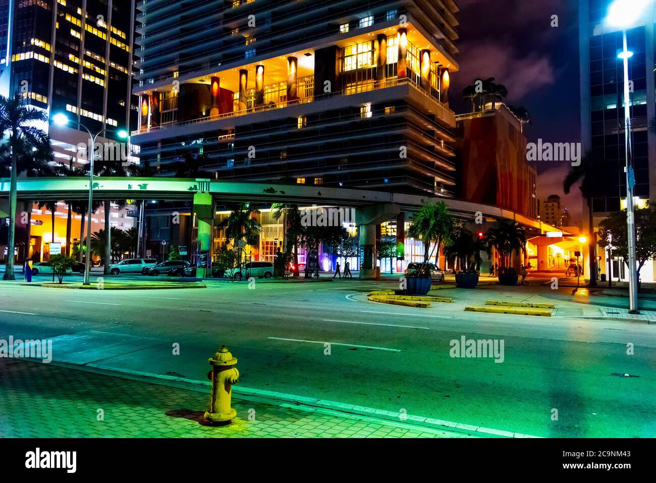 Colorful night in downtown Miami. Southern Florida, USA Stock Photo - Alamy