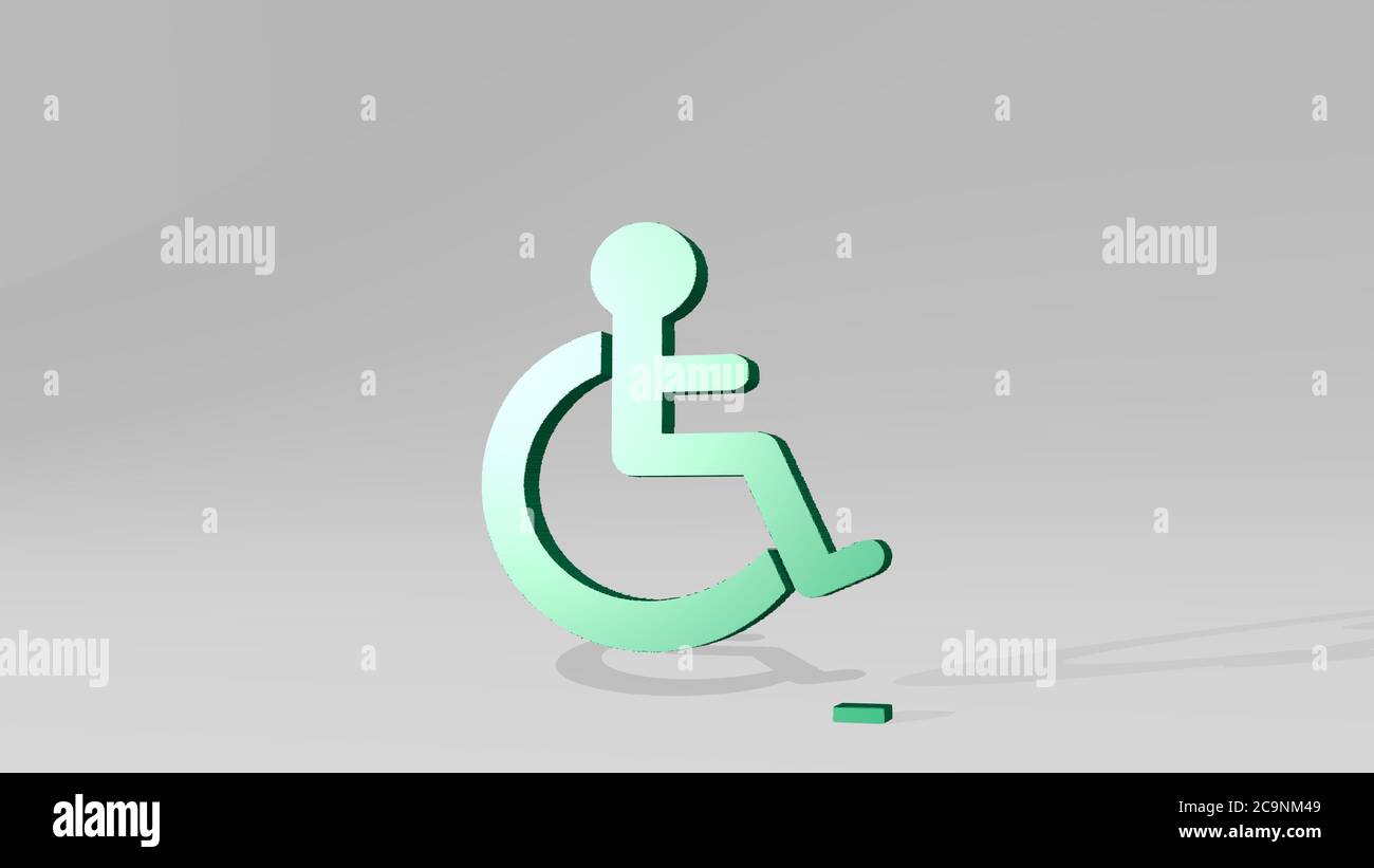 disabled symbol from a perspective on the wall. A thick sculpture made ...
