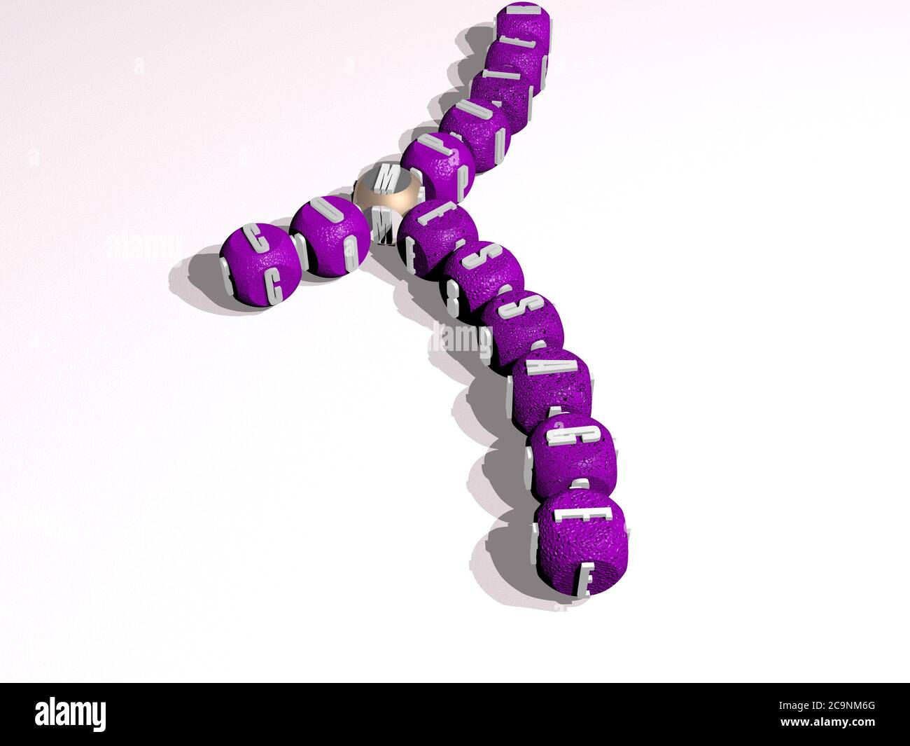 combination of computer message built by cubic letters from the top ...