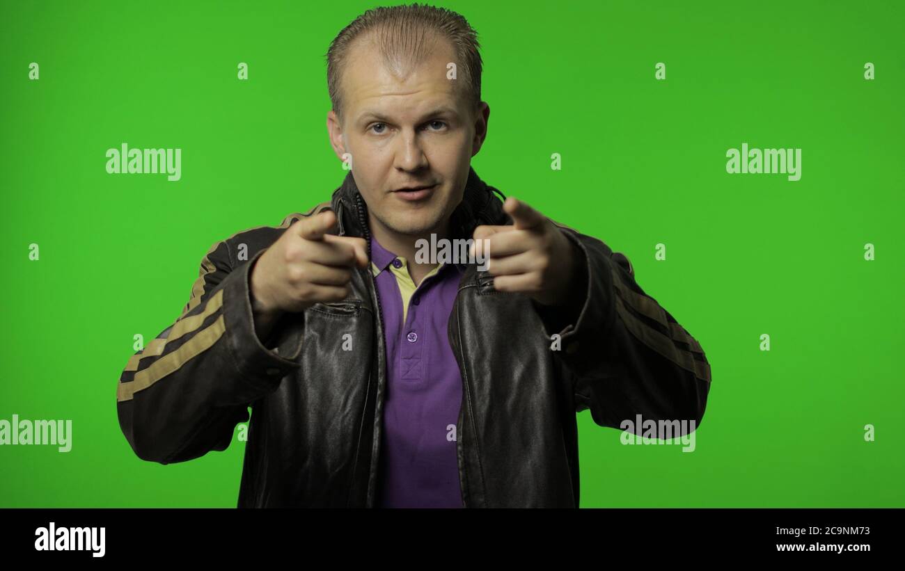 Hey, you. Yes, you. Handsome positive rocker man in brown leather ...