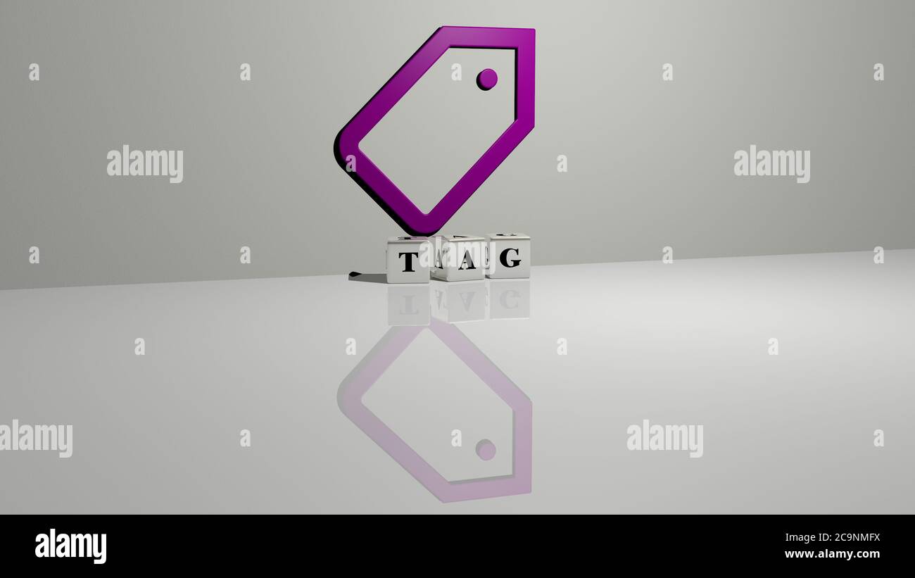 3D representation of TAG with icon on the wall and text arranged by ...