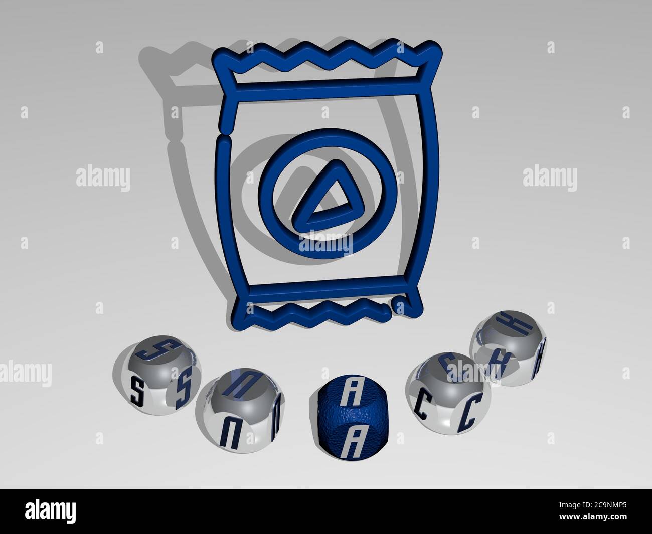 3D graphical image of snack vertically along with text built around the ...