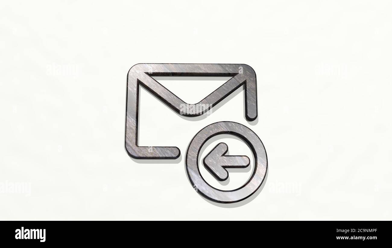 email action reply made by 3D illustration of a shiny metallic ...
