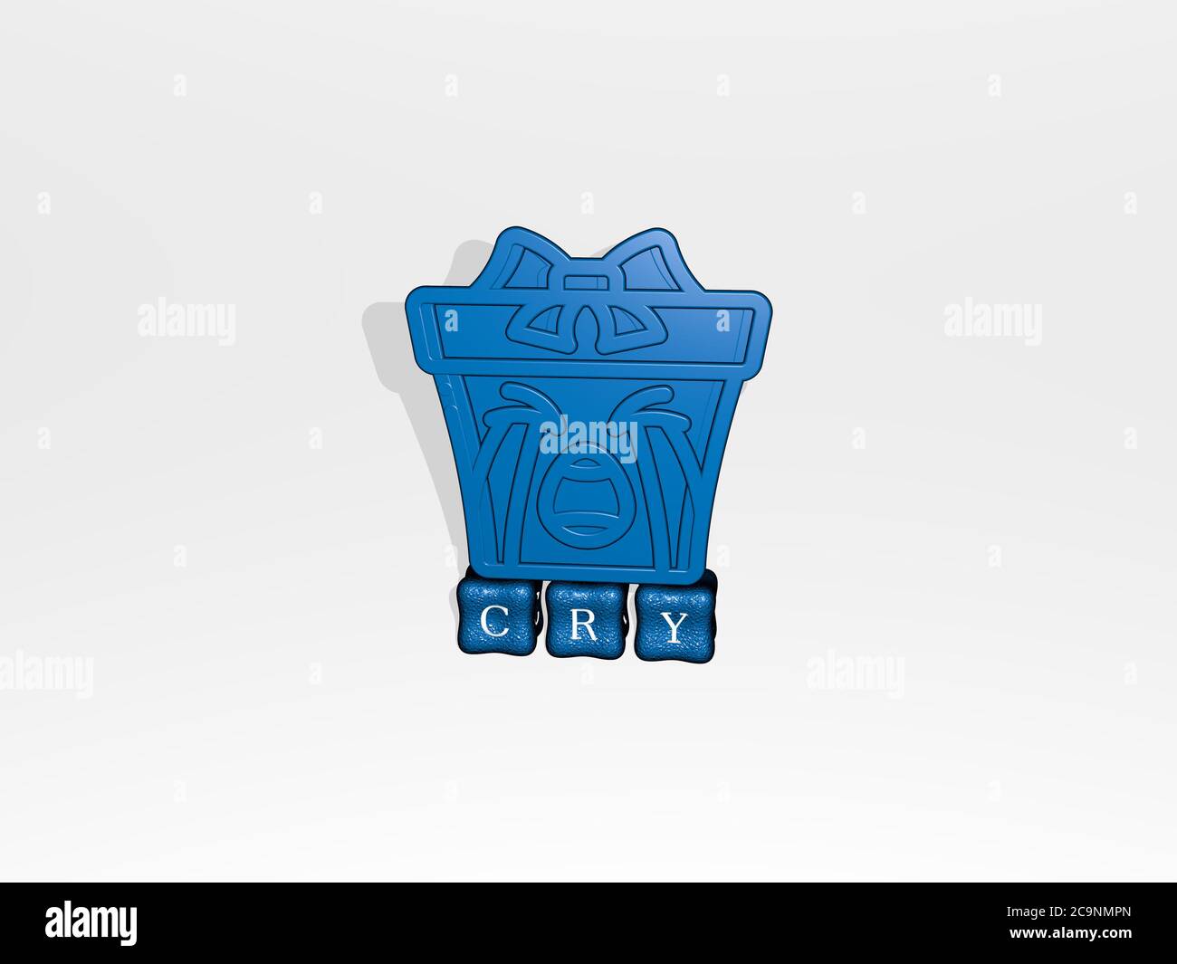 3D representation of CRY with icon on the wall and text arranged by ...