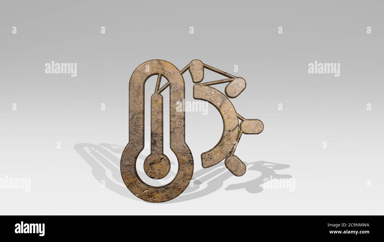 TEMPERATURE THERMOMETER SUNNY casting shadow with two lights. 3D ...