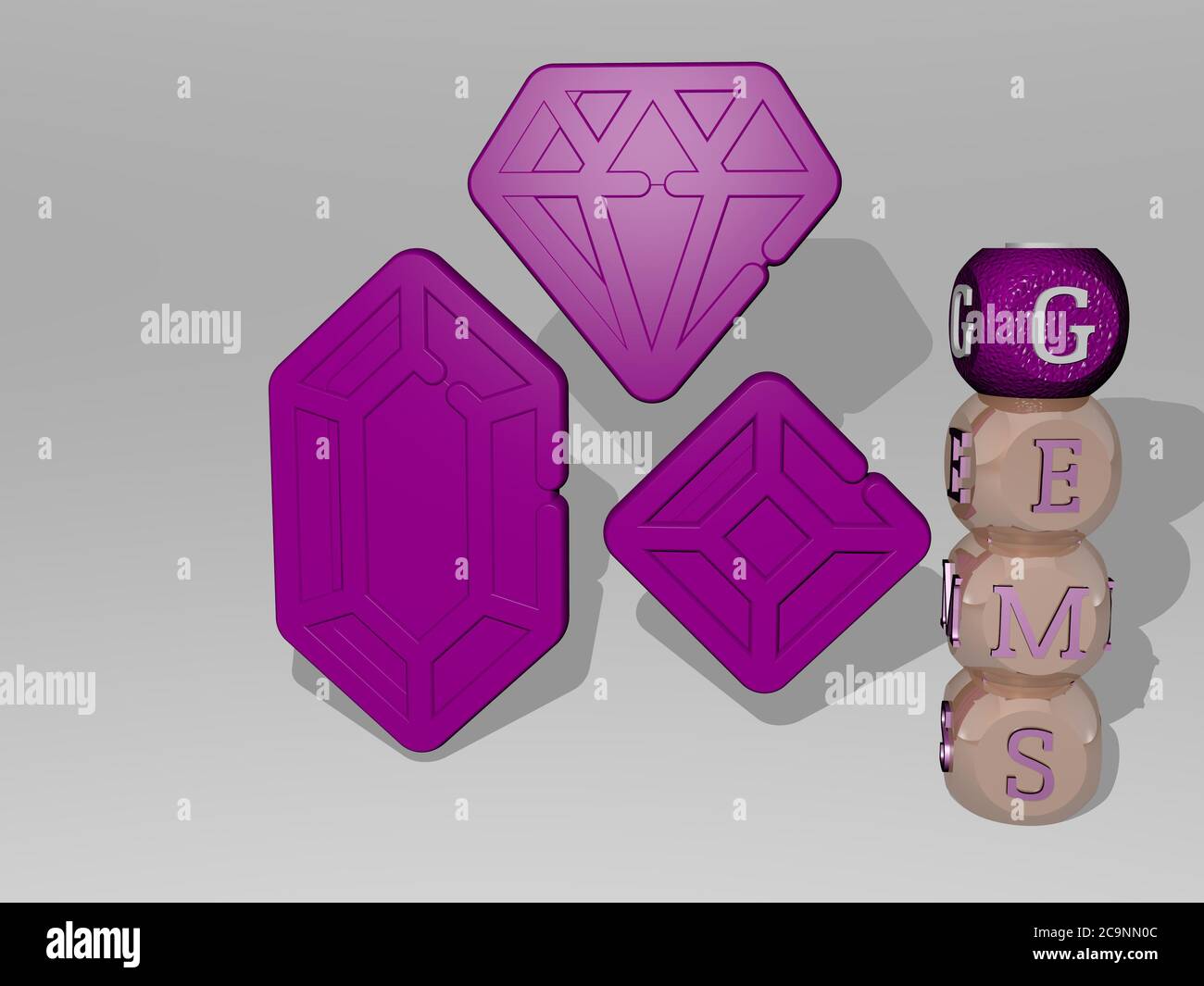 3D illustration of gems graphics and text around the icon made by ...
