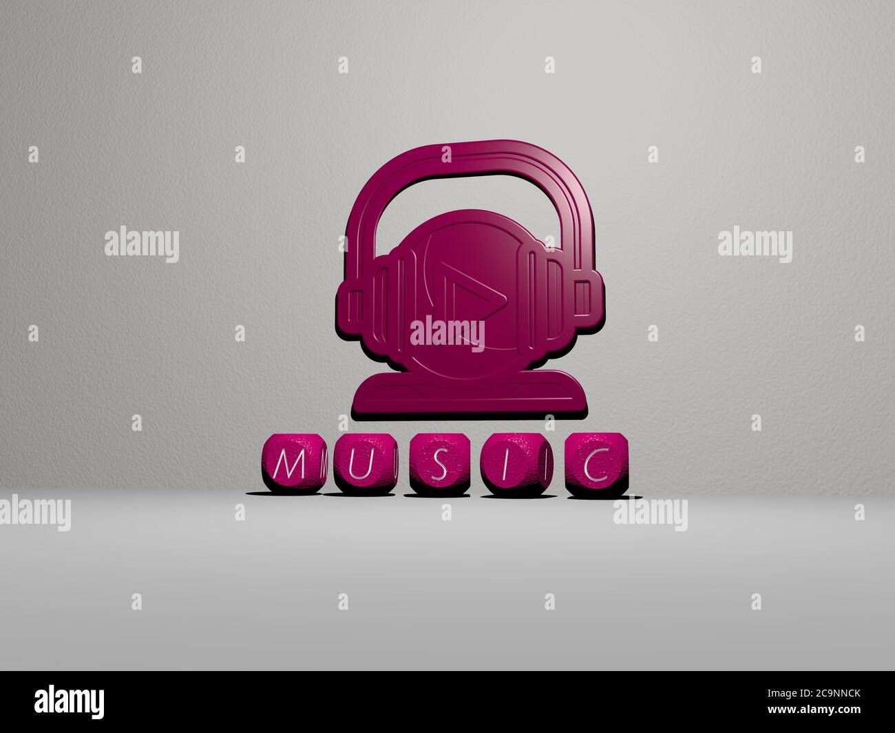 3D graphical image of MUSIC vertically along with text built by ...