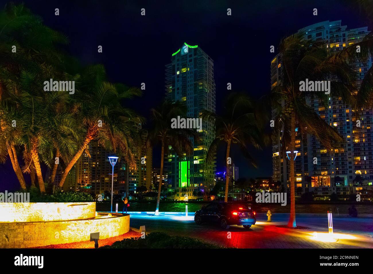 Colorful night in Miami. Southern Florida, USA Stock Photo - Alamy