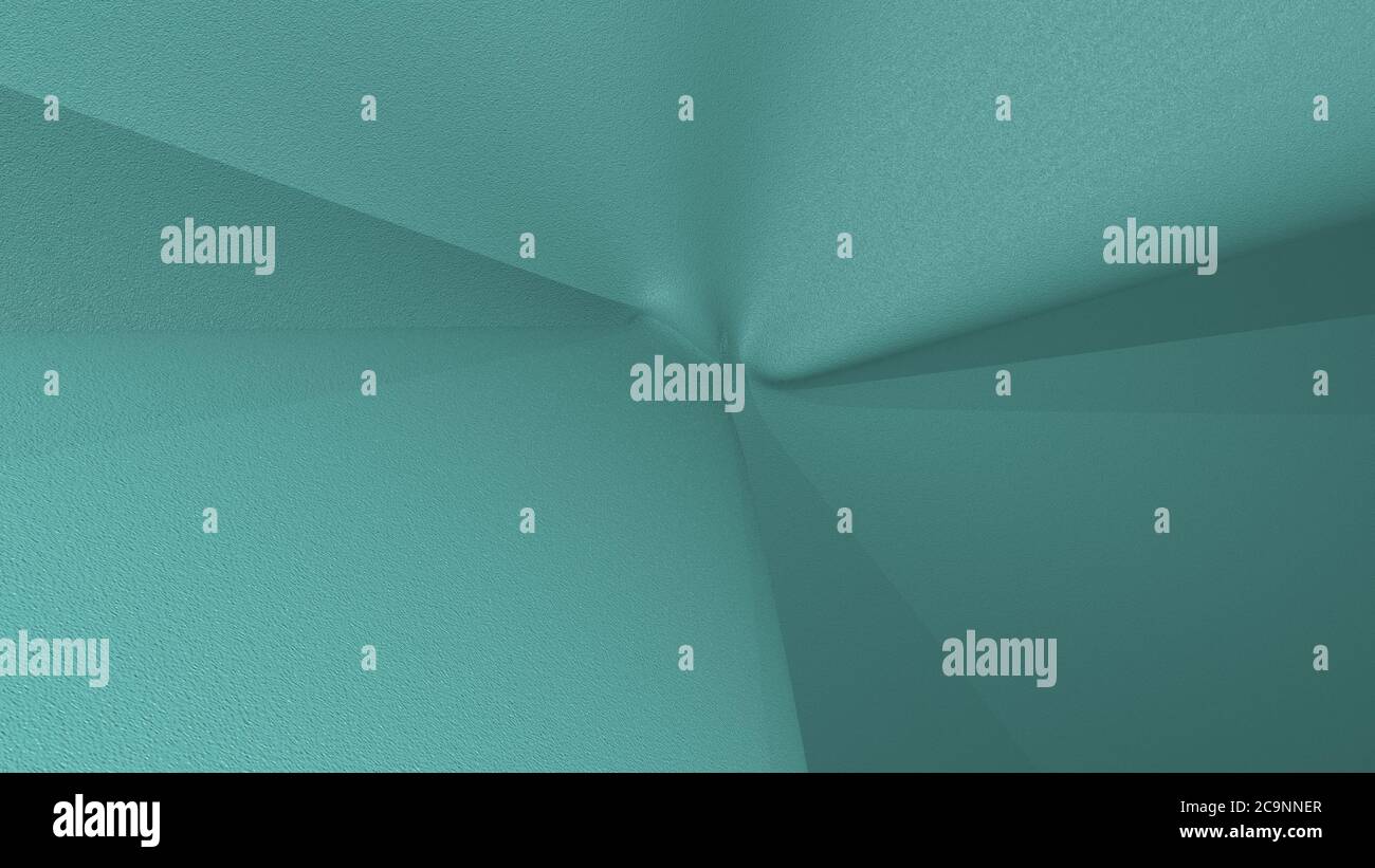 3D illustration of a geometrical shape of turquoise color on a white ...