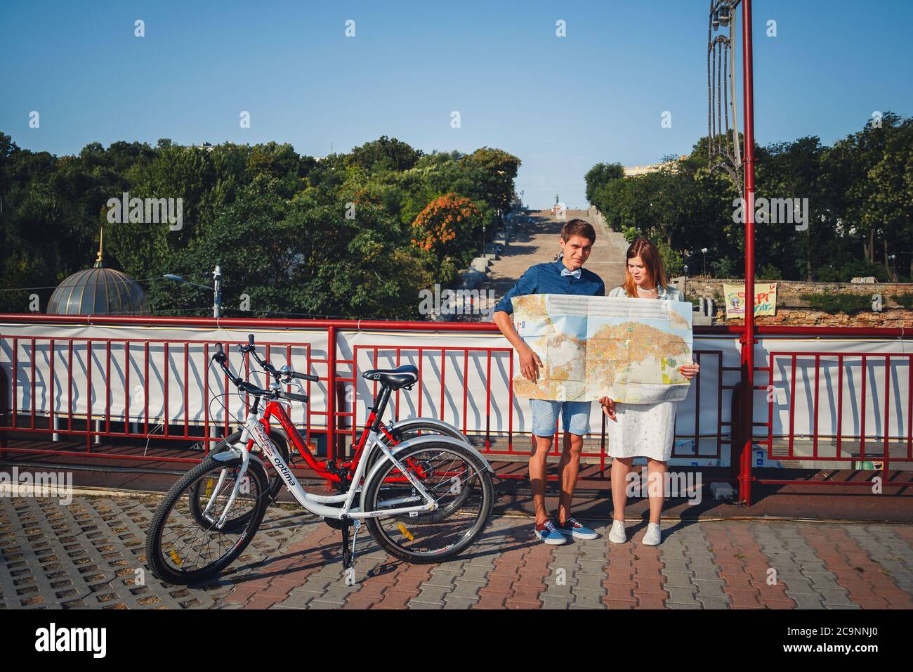 ODESSA, UKRAINE - AUGUST 06, 2015: cute young beautiful hipster couple ...