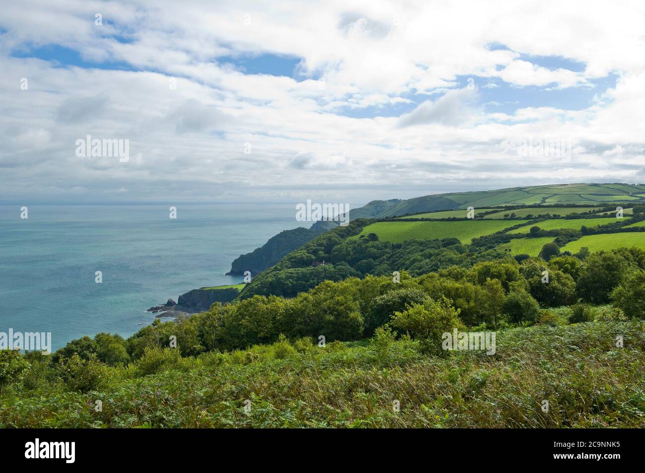 View towards Woody Bay near Lynton, Devon, England Stock Photo - Alamy