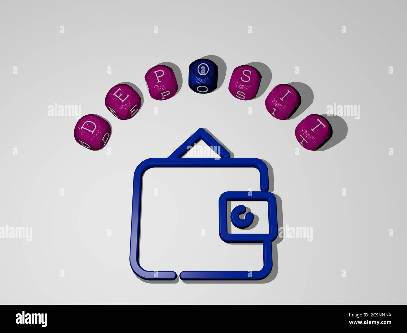 3D representation of DEPOSIT with icon on the wall and text arranged by ...