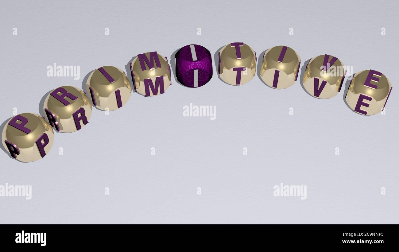 combination of primitive built by cubic letters from the top ...