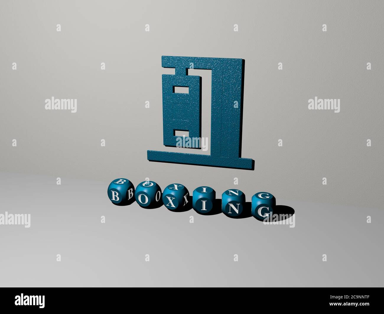 3D graphical image of boxing vertically along with text built by ...