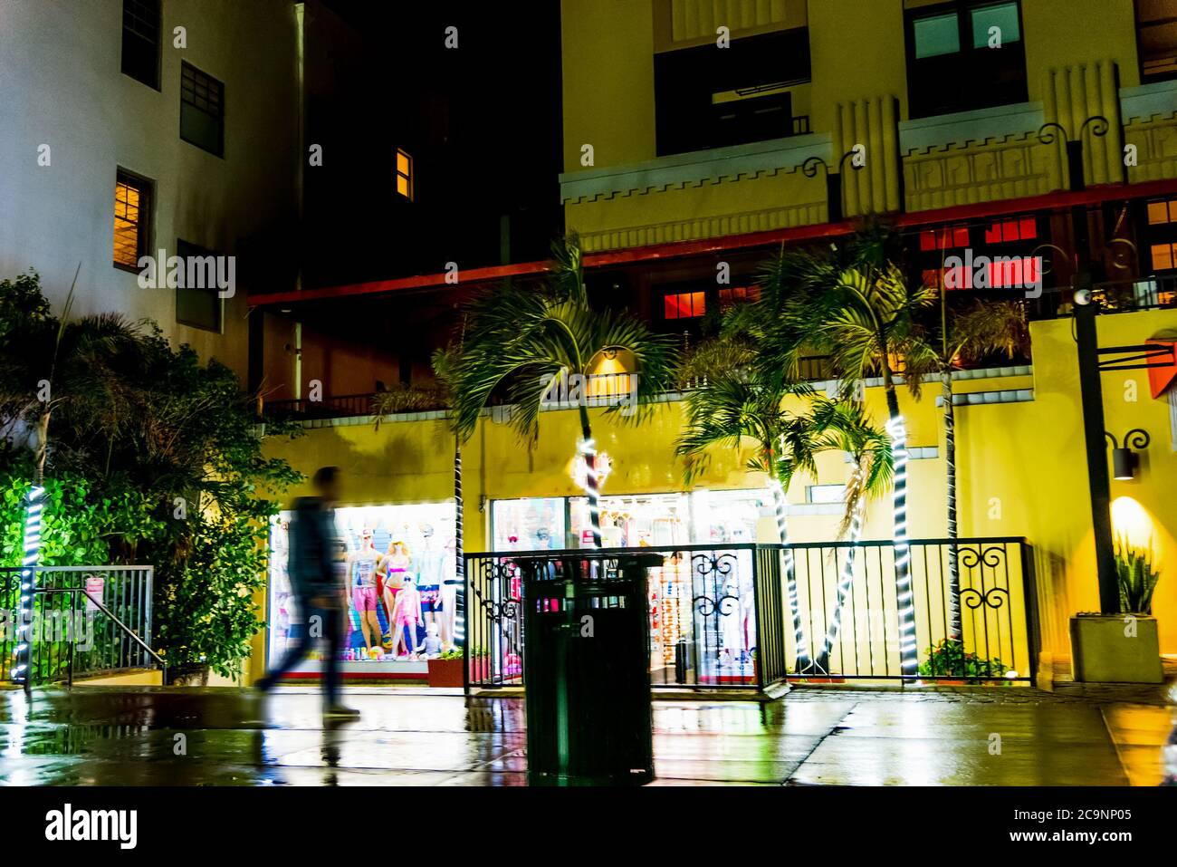 Colorful buildings in Miami Beach at night. Florida, USA Stock Photo ...