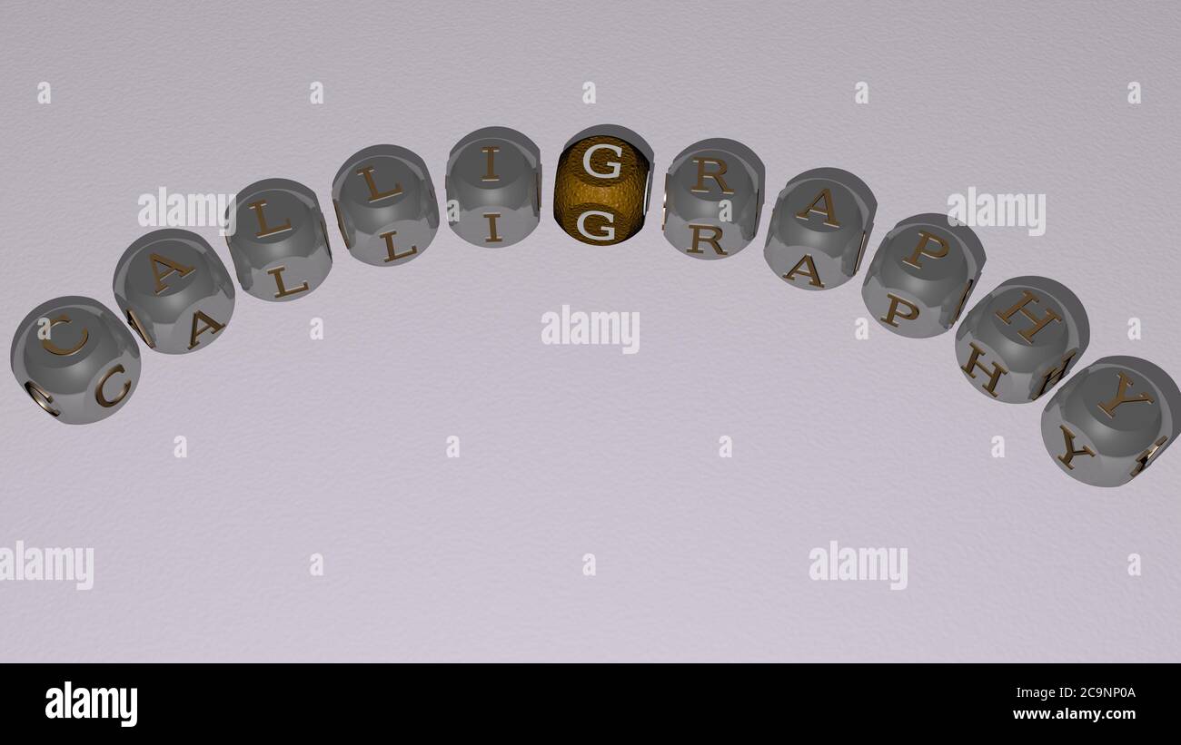 combination of calligraphy built by cubic letters from the top ...