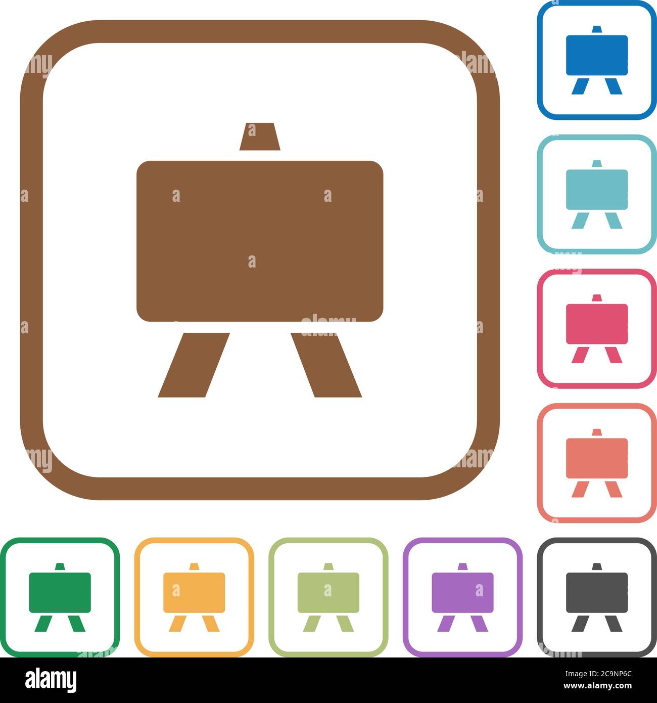 Blackboard simple icons in color rounded square frames on white ...