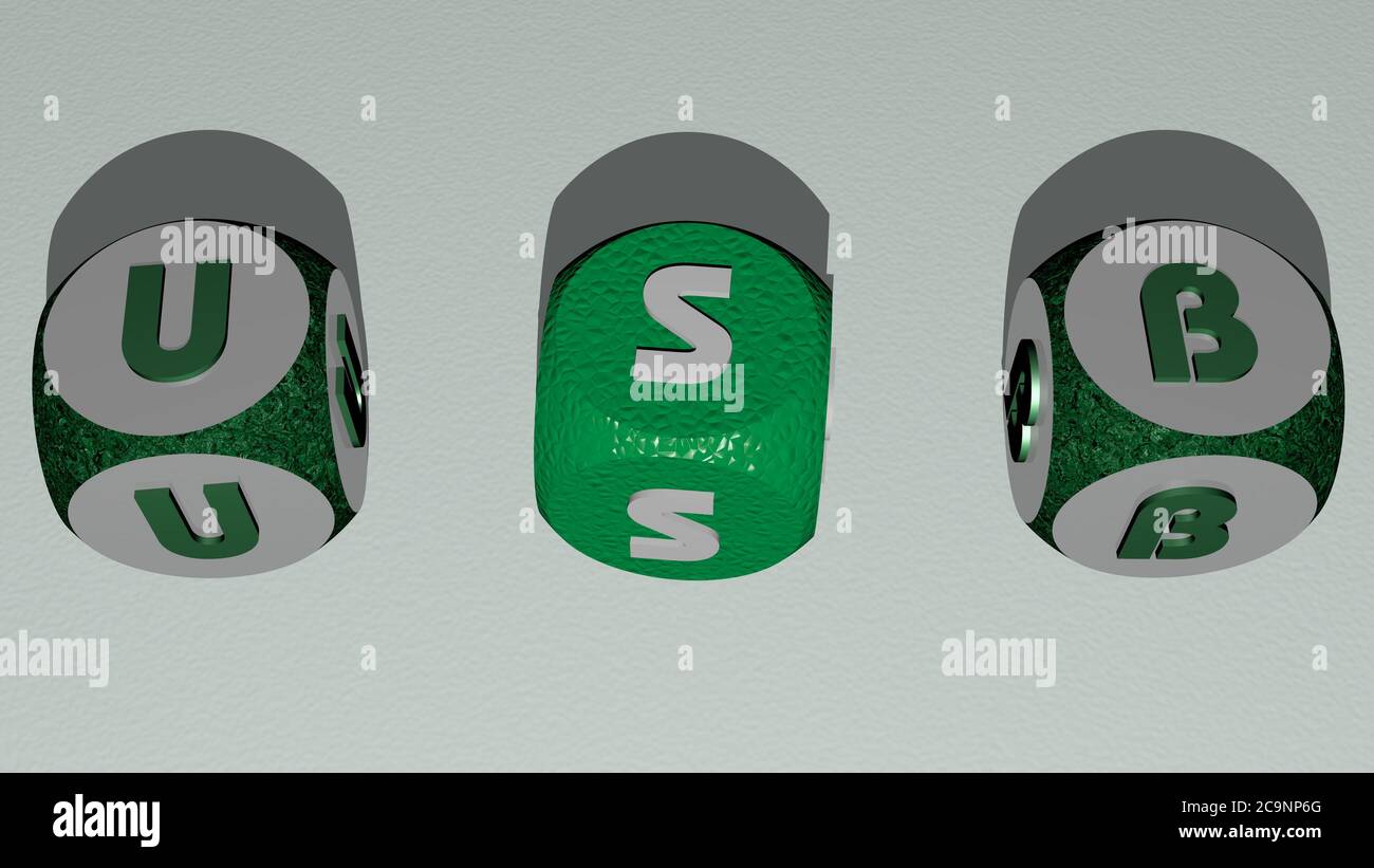 USB combined by dice letters and color crossing for the related ...