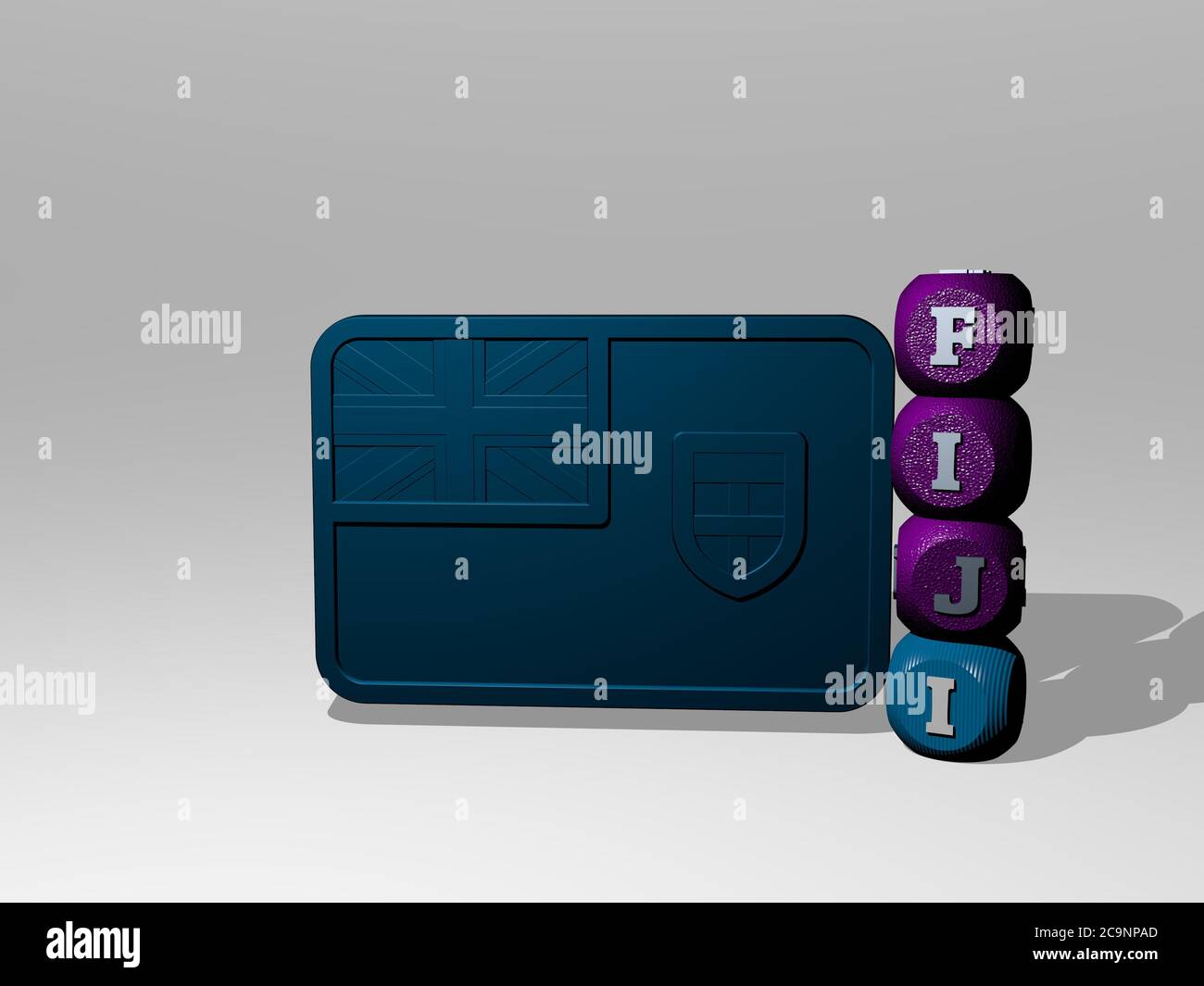 3D illustration of FIJI graphics and text around the icon made by ...