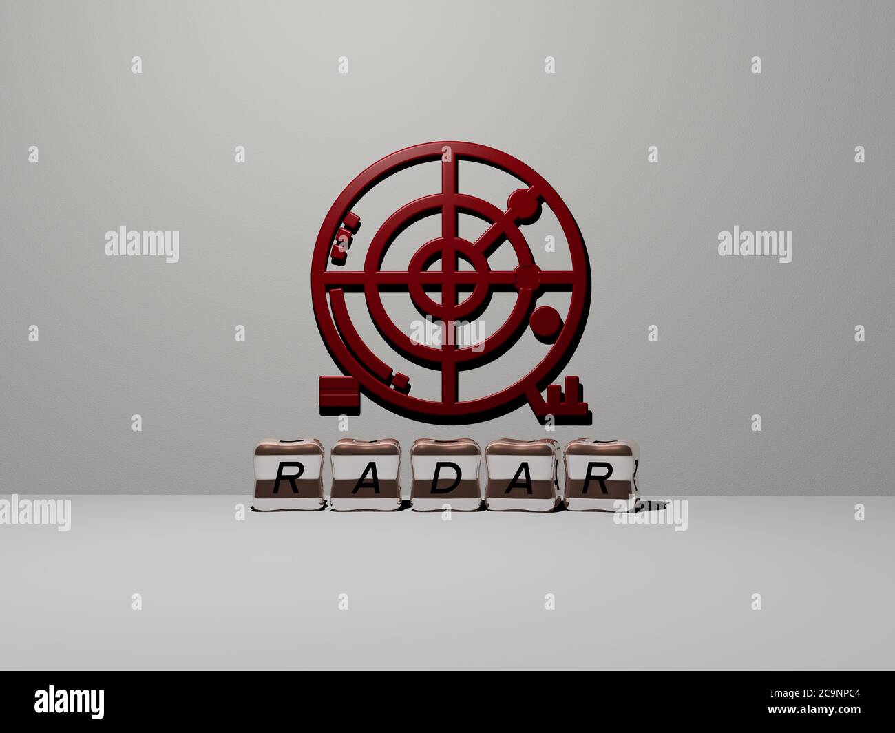 3D graphical image of RADAR vertically along with text built by ...