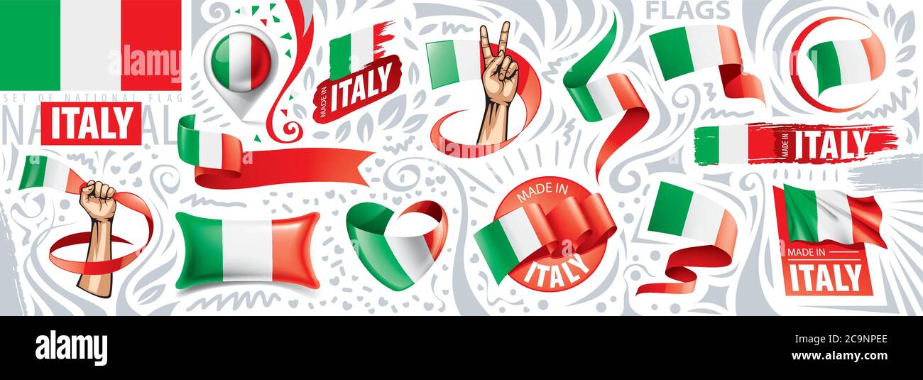 Vector set of the national flag of Italy in various creative designs ...