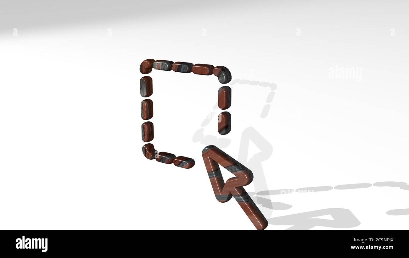 cursor select made by 3D illustration of a shiny metallic sculpture ...