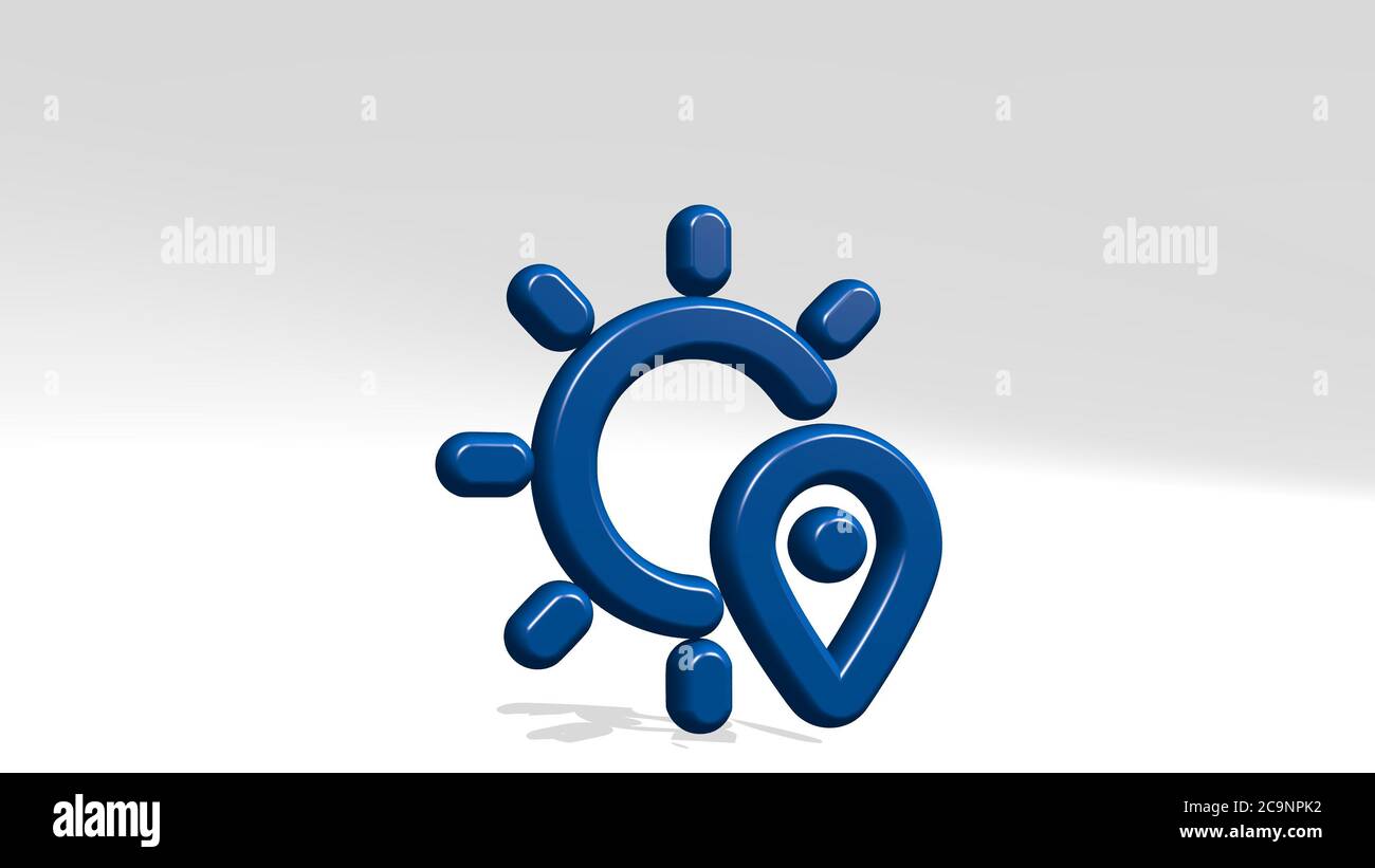 WEATHER APP SUN LOCATION from a perspective with the shadow. A thick ...