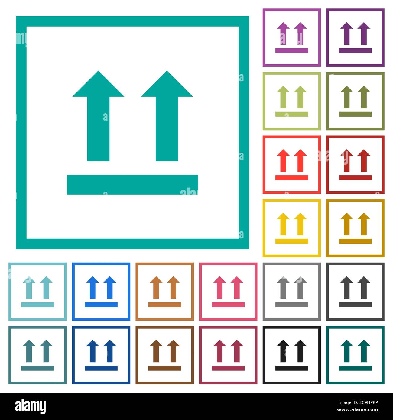 Side up sign flat color icons with quadrant frames on white background ...