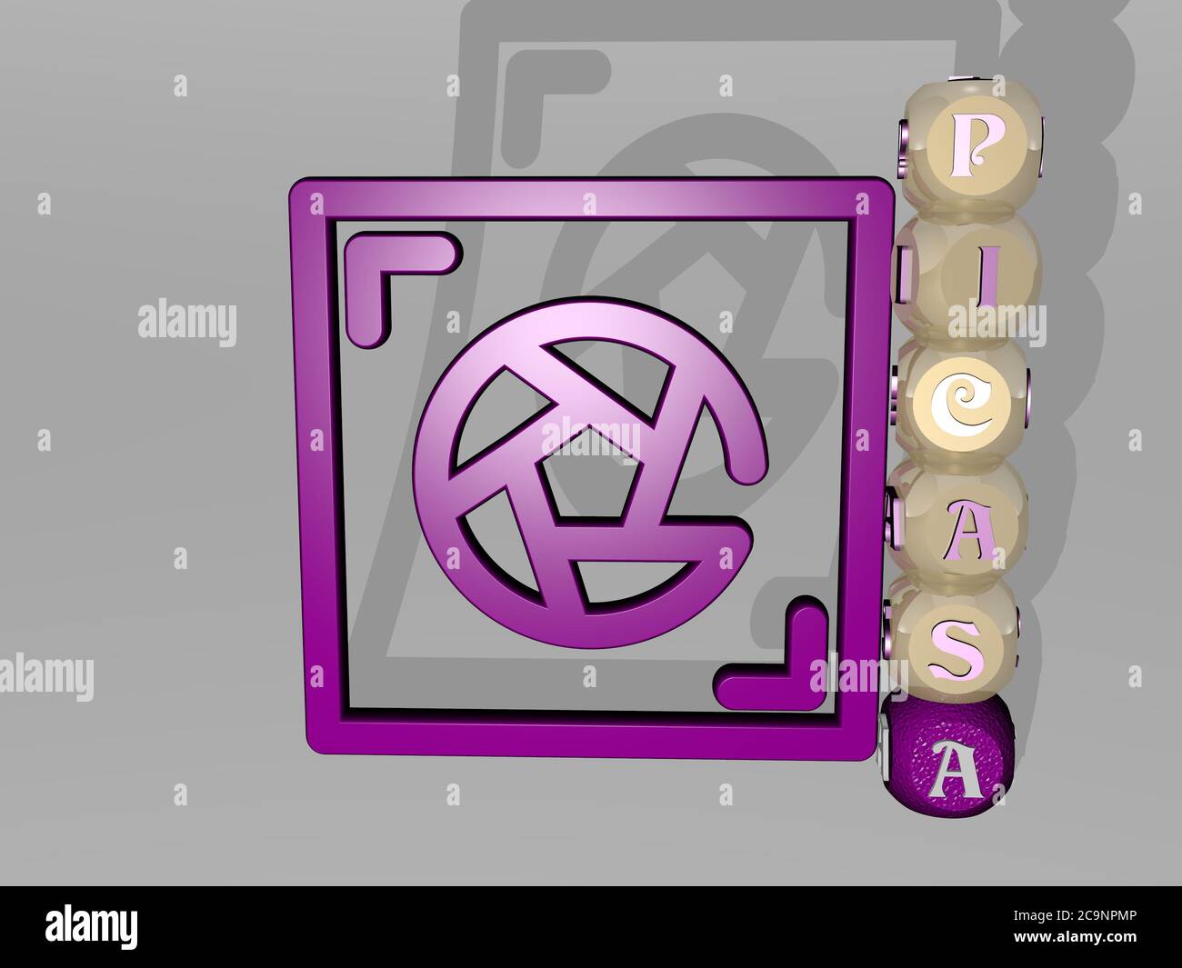 3D illustration of picasa graphics and text around the icon made by ...
