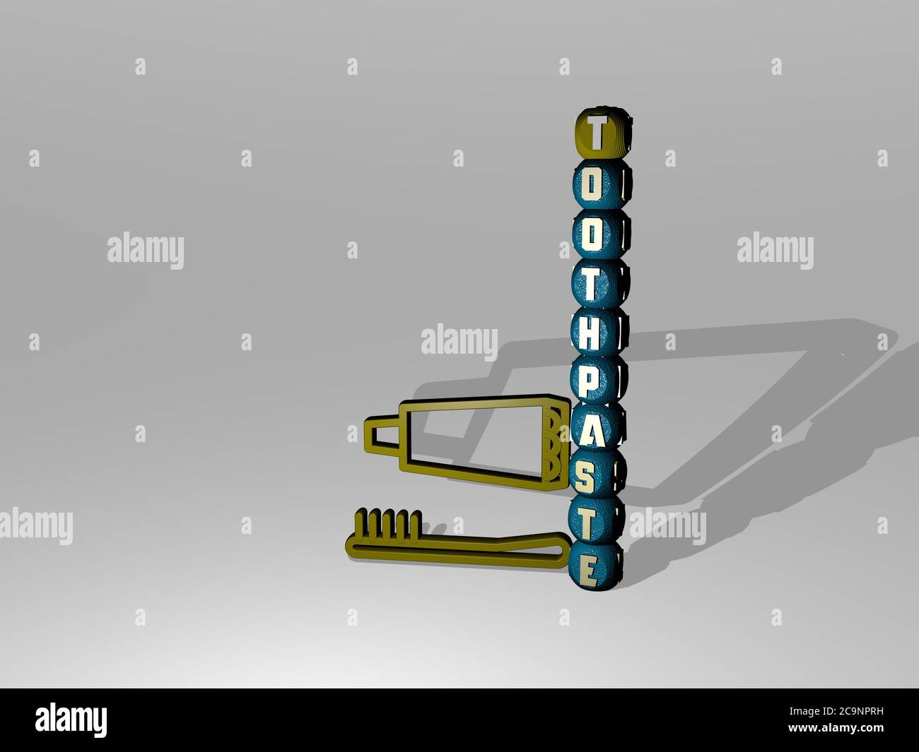 3D graphical image of toothpaste vertically along with text built ...
