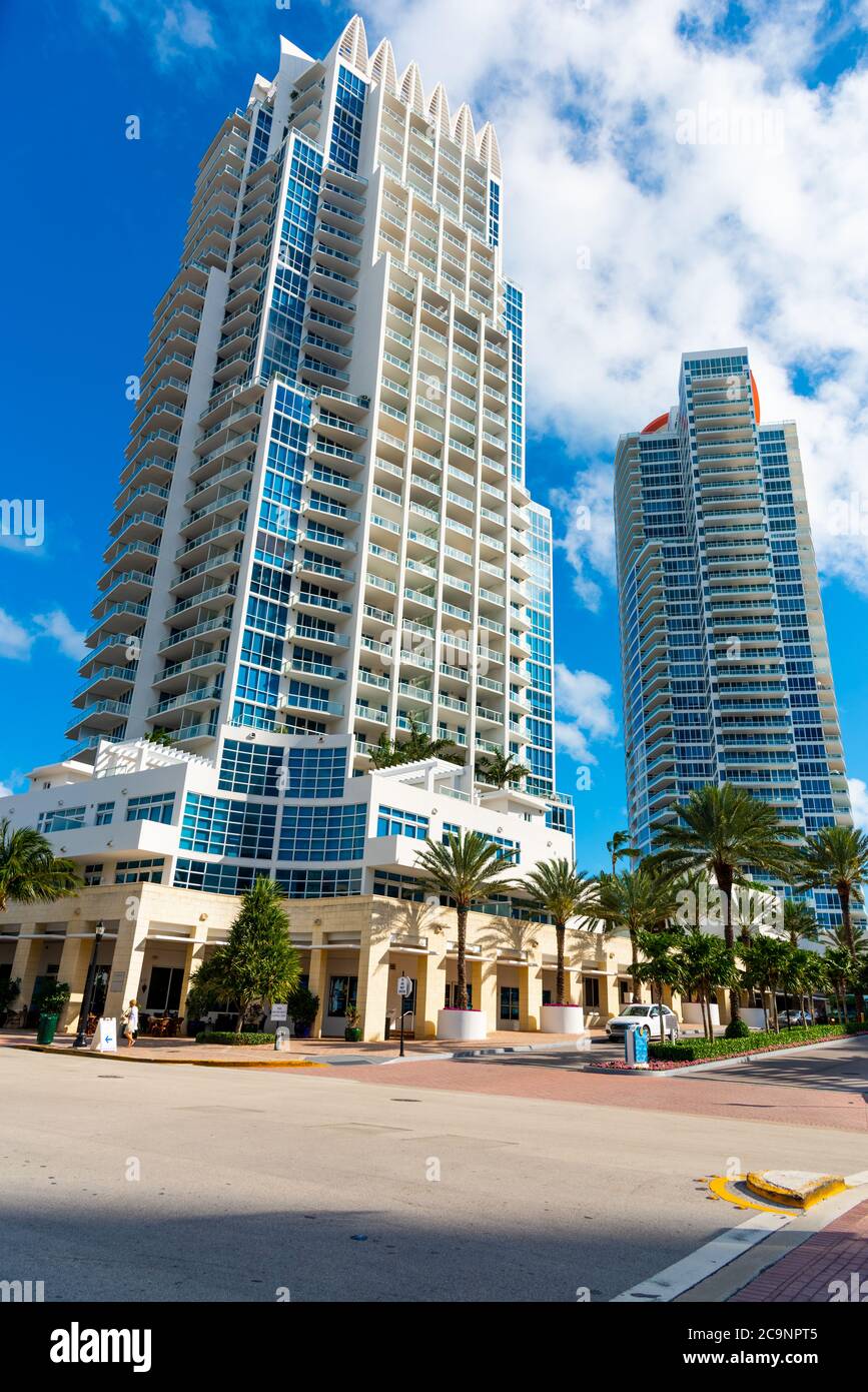 Skyscrapers in beautiful Miami Beach, USA Stock Photo - Alamy