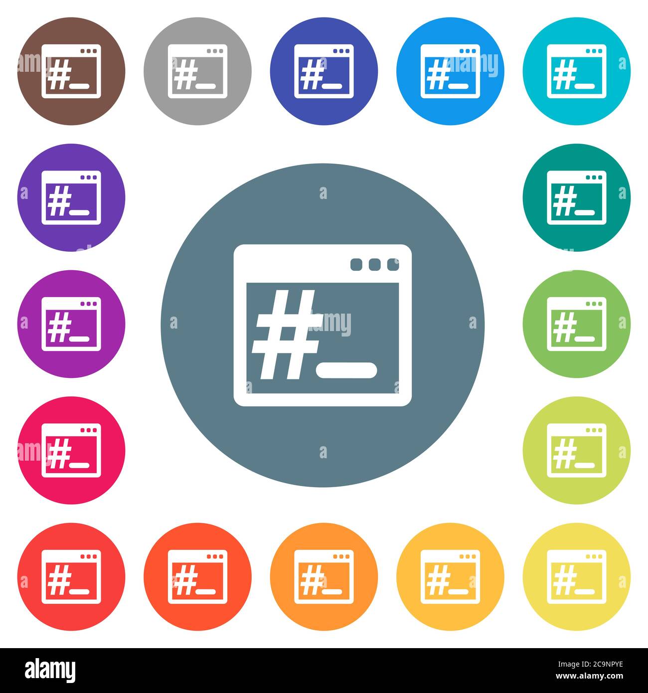 Root terminal flat white icons on round color backgrounds. 17 ...